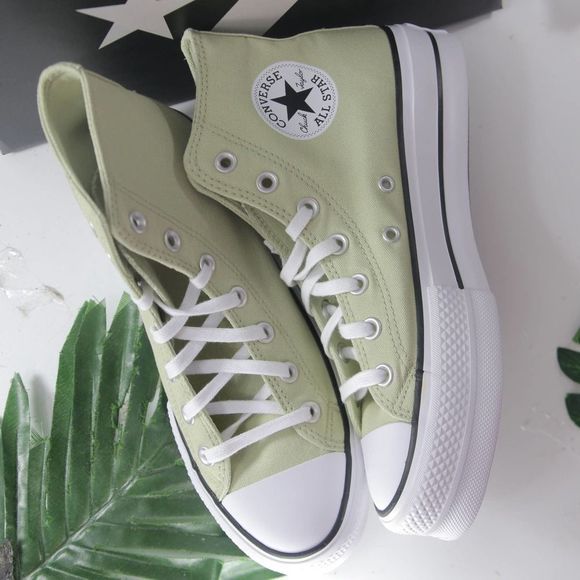 Converse | Shoes | Converse Platform High Top Green White Sneaker ...